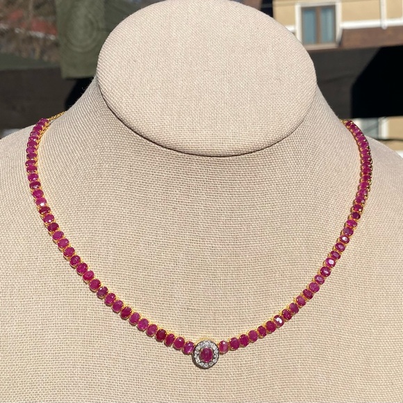 Jewelry | Natural Burmese Ruby Necklace Center With Diamond In 18k Solid Gold | Poshmark